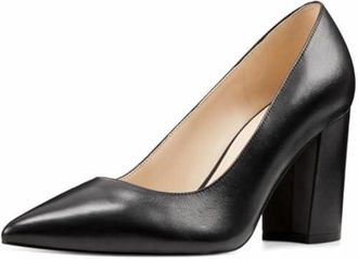 Nine West Womens Astoria Pump, Black Leather, 9.5 Medium US