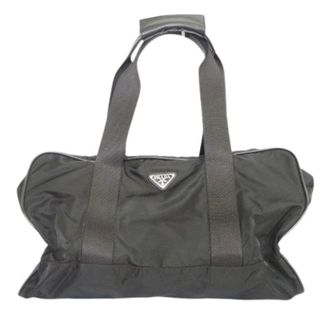 Prada unisex, Pre-owned, Noir, Taille: ONE Size Pre-owned Triangle Logo Plate Nylon 2way Boston Bag