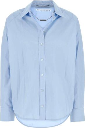 Alexander Wang Femme, Blouses et Chemises, Bleu, Taille: 38 FR Chemise &agrave; Manches Longues et Col avec D&eacute;tail de Cha&icirc;ne