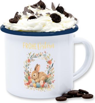 Shirtracer Emaille Tasse Blechtasse - Ostergeschenke - Ostergeschenk Frohe Ostern niedlicher Osterhase Osterüberraschung I Mitbringsel Ostern Mini Geschenke - 30