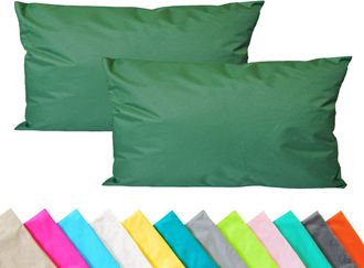 JACK 2er Set Outdoor Kissenh&uuml;lle Kissenbezug 30x50cm Wasserfest Sitzkissen Lounge Kissen Garten Stuhl Lotus Effekt, Farbe:Dunkelgr&uuml;n