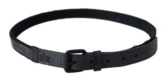 Ermanno Scervino Womens Black Leather Logo Buckle Waist Accessory