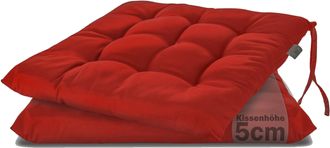 Brandsseller 2er Set Stuhlkissen 40x40x5 cm Sitzkissen Polster Stuhlauflage mit Halteb&auml;ndern Dekokissen f&uuml;r Indoor Outdoor gesteppt - Rot