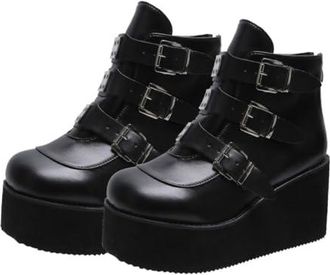 Soimiss Bottines Femme Talon &Eacute;pais PU Vintage Mi-mollet Rondes Confortables pour Toutes Saisons Chaussures &Eacute;l&eacute;gantes Polyvalentes pour Femme