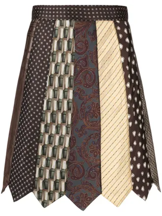 Moschino jupe taille-haute &agrave; design patchwork - Marron