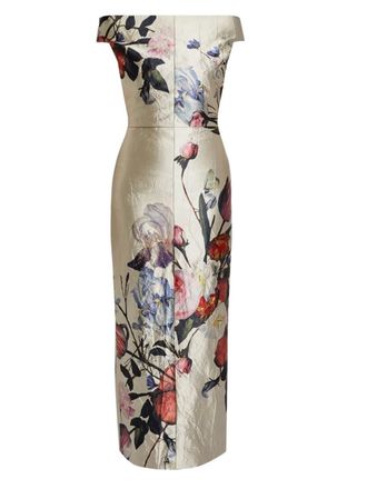 Erdem robe longue en satin &agrave; fleurs - Tons neutres