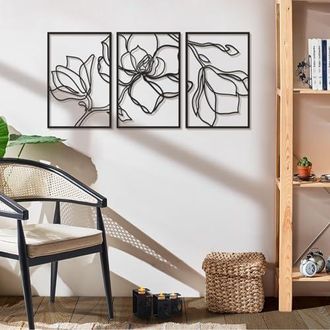 Hanah Home Stylish Black Decorative Metal Wall Accessory, 46 x 69 cm | 100% Steel, 1.2 mm Thickness | Lightweight 0.7 kg | Perfect for Modern Home Decor