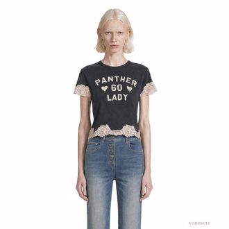 Valentino Panther Lady Cropped T-Shirt