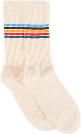 Au Printemps Paris Chaussettes hautes &agrave; rayures en coton m&eacute;lang&eacute;