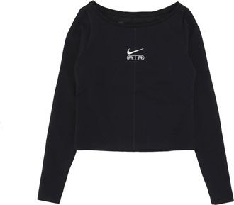 Nike Langarm Air Logo Tee Schwarz/Wei&szlig; - - Sport - Damen - Schwarzk - S