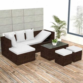 vidaXL Vidaxl - Salon de jardin 4 pcs avec coussins R&eacute;sine tress&eacute;e Marron