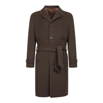 D4.0 Manteau en Laine Ceintur&eacute; - Homme - Manteaux - Brun - Taille: L