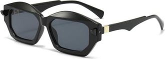 Generic Lunettes de soleil irrégulières uniques pour femmes, nuances de couleur rétro, rivets, dégradé, UV400, noir, One 2026