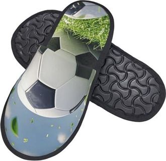 Generic Chaussons Femme Homme Ballon De Football Cool Chaussons Femme Doux Doublées En Peluche Pantoufle Homme, Pour Intérieur Extérieur, Hommes, Fête, M