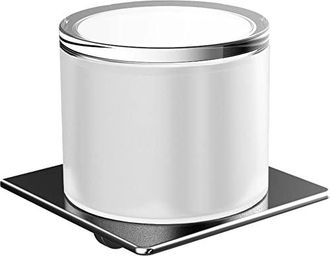 Emco ART Seifenspender zur Wandmontage mit Stülpbecher, hochwertiger Wandseifenspender aus Metall und Kristallglas, Flüssigseifenspender mit Bedienung unte