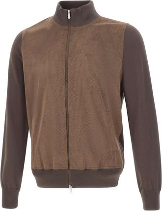 Gran Sasso Homme, Sweatshirts et sweats &agrave; capuche, Brun, Taille: XL Alcantara et coton, fermeture &eacute;clair int&eacute;grale