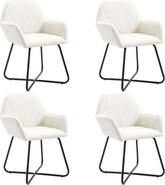 vidaXL Esszimmerst&uuml;hle 4 Stk. Creme Stoff Vidaxl