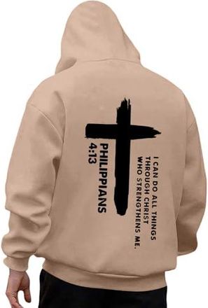 Generic Sweat a Capuche Homme Sweatshirt Hooded Sweatshirt Homme avec Design Imprim&eacute; de Dieu, Capuche et Manches Longues pour Confort Quotidien