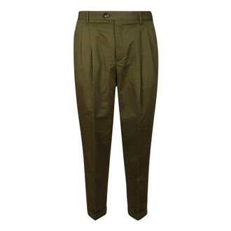 Pantaloni Torino Stilvolle Gr&uuml;ne Baumwoll Leinen Hose - - Trousers - Herren - Gr&uuml;n - W34