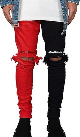 Generic Pantalon cargo l&eacute;ger pour homme, en serg&eacute; extensible, coupe d&eacute;contract&eacute;e, devant plat, 2026, Rouge, 3XL