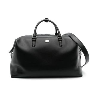 Dolce & Gabbana Homme, Sacs, Noir, Taille: ONE Size Sac de voyage en cuir de veau