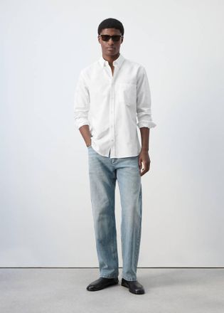 Mango Chemise Oxford l&eacute;g&egrave;re 100 % coton regular-fit blanc - Homme - XXL - MANGO MAN