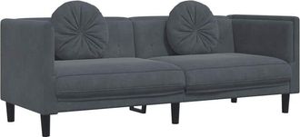 vidaXL Dreisitzer Sofa mit Kissen in dunkelgrauem Velvet