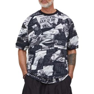 Versace Jeans Couture Logo Print Oversized T-Shirt - - Tops - Herren - Schwarzk - M