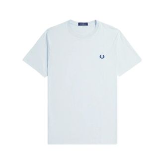 Fred Perry Blau Logo Tee Bestickt Stil - - Tops - Herren - Blau - XL