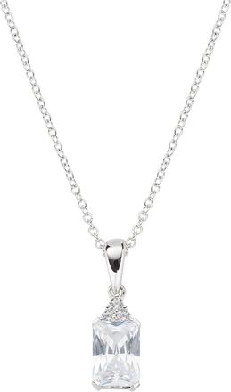 Amen Schmuck, Halskette, Prinzessin, Damen, Silber 925, rhodiniert, mit Zirkonia, Anhänger, Blau, Geschenk für Damen