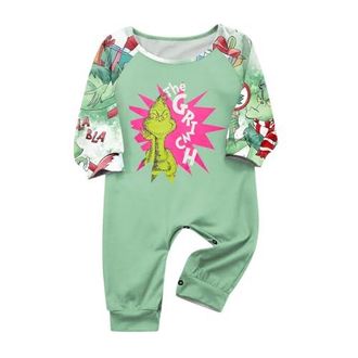 Generic Le Grinch Pyjama Noel Famille De Grinch Ensemble Noël Vetement Chaud Et Doux Coton Enfant Assorti Hiver Garcon Couple Ensembles Pull Homme Bebe Femme 