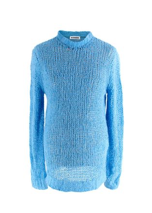 Jil Sander Blue Knitted Linen Jumper Size L
