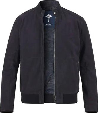 Joop Herren Lederjacke blau unifarben