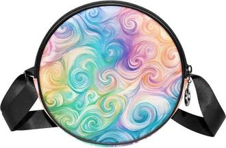 Generic Petit sac &agrave; bandouli&egrave;re circulaire pour femme, petit sac &agrave; bandouli&egrave;re avec fermeture &eacute;clair, bretelles r&eacute;glables, sac &agrave; main rond d&eacute;contract&eacute; pour fe