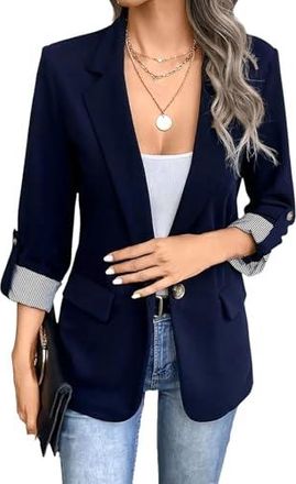 Generic Blazer pour femme - Ouvert sur le devant - En tweed - Manches longues - Pour le bureau - Style décontracté - Tendance - Costume daffaires - Veste avec