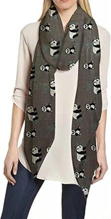 Lina & Lily Écharpe Foulard pour Femme Imprimé Panda Animal, Cadeau Chinois (Gris foncé)