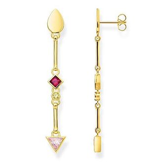 Thomas Sabo boucles doreilles pierres multicolores femme Argent sterling 925 plaqu&eacute; or jaune 18 carats H2039-995-7