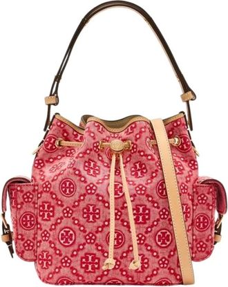 Tory Burch Femme, Sacs, Multicolore, Taille: ONE Size T Monogram Denim Bucket Bag