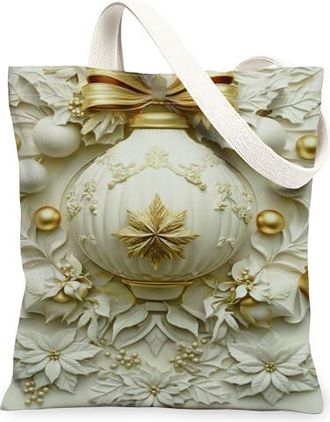 Generic Sacs fourre-tout en toile &agrave; motif floral, sacs d&eacute;picerie r&eacute;utilisables, l&eacute;gers et lavables avec bandouli&egrave;re pour les voyages, blanc, 13x15 Inch