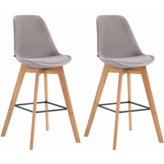 Clp 2er Set Barhocker Metz Samt grau natura