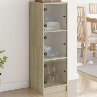 vidaXL Highboard mit Glast&uuml;ren Sonoma-Eiche 35x37x109 cm Vidaxl