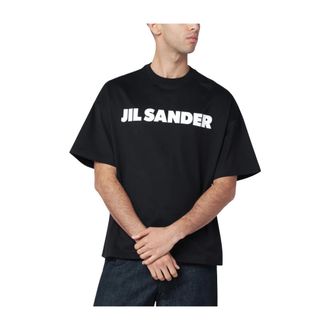 Jil Sander Homme, Tops, Noir, Taille: S Logo T-Shirt