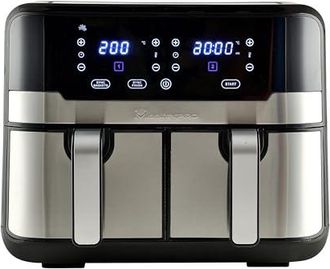 Masterpro Rocket Duo 900 | Friteuse sans Huile | Noir | Contenance 9 L et 2100 W | Avec Écran LED Tactile et Panier Antiadhésif | Friteuse à air | 11 Fonctions 