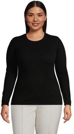 Lands End Kaschmir-Pullover mit rundem Ausschnitt, Damen, Größe:48-50 plus, Schwarz, Kaschmir, by Lands End