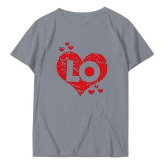 Generic T-shirt graphique &agrave; manches courtes pour la Saint-Valentin 2026 pour hommes et femmes, t-shirt tendance d&eacute;contract&eacute; pour jeunes, gris, XXL
