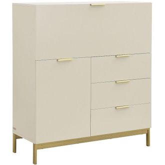 Vente-Unique Secr&eacute;taire avec 2 porte et 3 tiroirs - MDF et m&eacute;tal - Beige - ERWIN