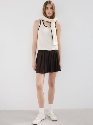 Mango Jupe &agrave; plis avec logo imprim&eacute; marron - Femme - S - MANGO