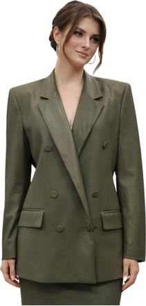 Mars&eacute;m Marsem, Femme, Vestes, Vert, Taille: 42 FR Giacca in ecopelle modello doppiopetto