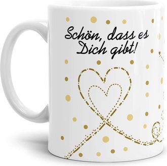 Tassendruck Liebes-Tasse mit Spruch Schön, DASS es Dich gibt - Schatz/Pärchen/Love/Glück/Weiß