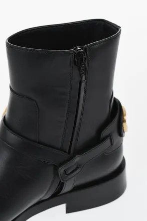 Valentino Biker-Stiefeletten Aus Leder Mit Logoriemen Valentino
